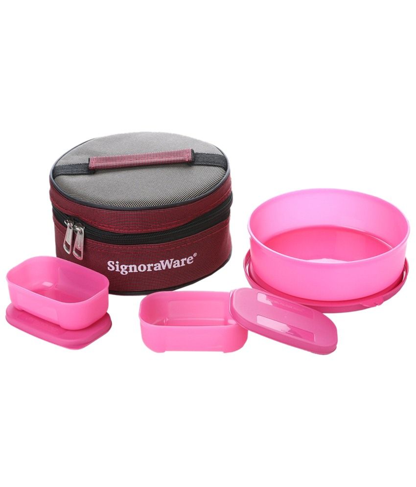 Signoraware Pink Classic Lunch Box with Bag: Buy Online at Best Price ...