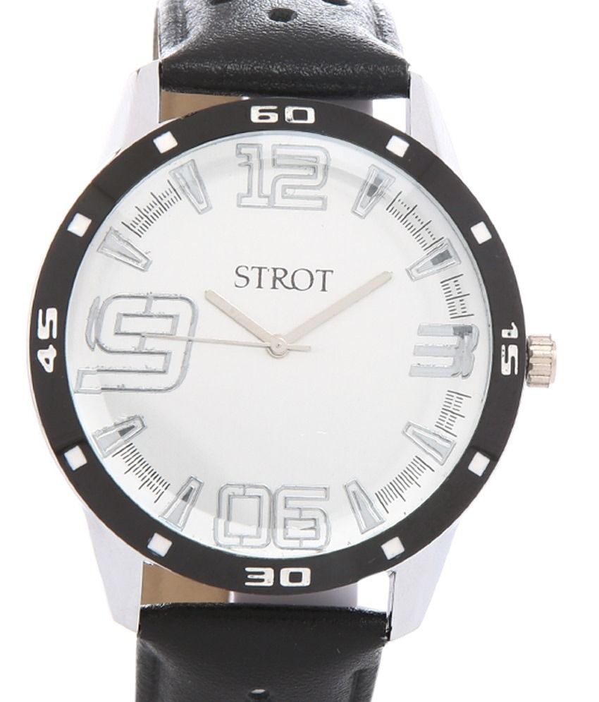 Strot Silver Analog Leather Strap Casual Watch For Men and Women Price ...