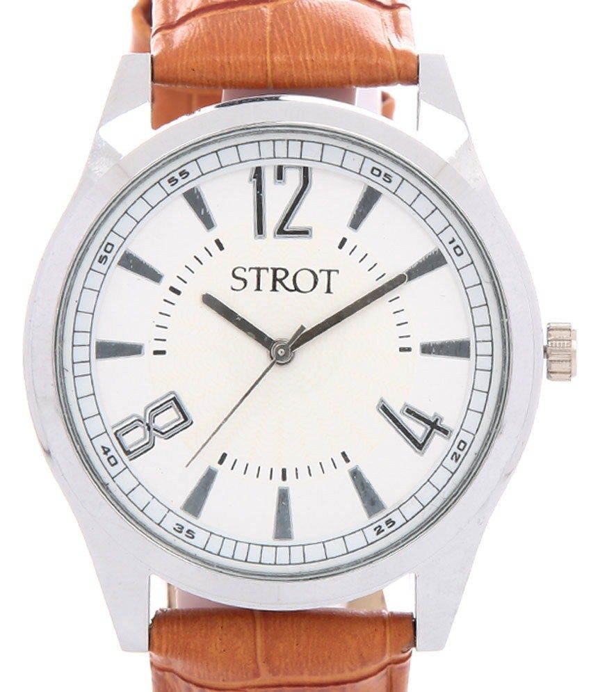 Strot White Analog Leather Strap Casual Watch For Men and Women Price ...