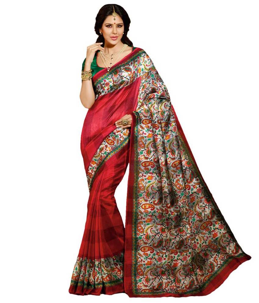 Tagbury Red Tussar Silk Saree Buy Tagbury Red Tussar Silk Saree