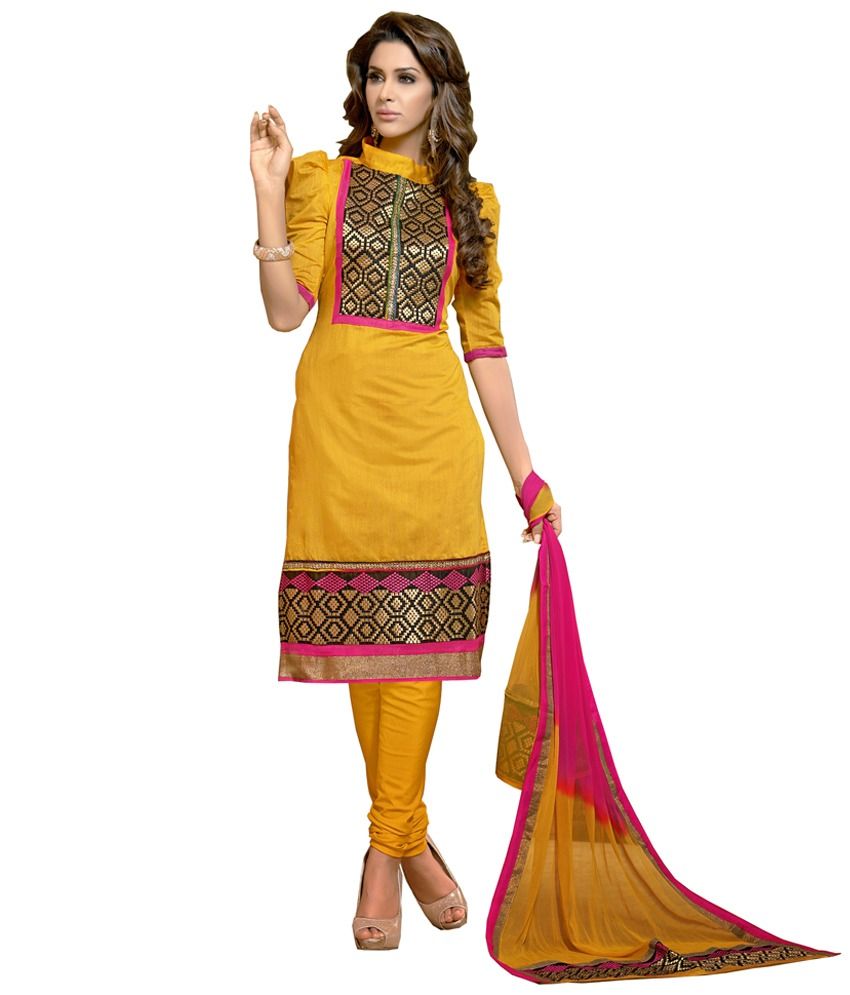 Shree Hari Shop Antra Yellow Semi-Stitched Dress Material - Buy Shree ...