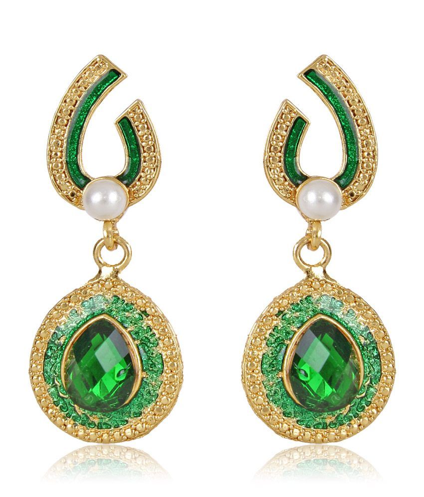 Shining Diva Beautiful Green Stone Earrings Buy Shining Diva