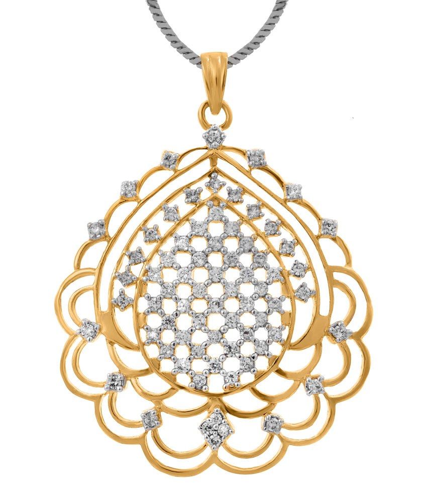 Alysa Gold Abella Gold Plated American Diamond Pendant Set With Chain