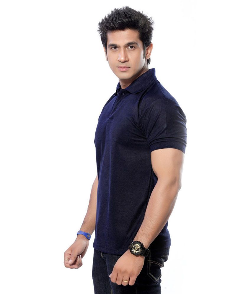 BMC Navy Polyester Polos Men s T Shirt Buy BMC Navy Polyester Polos