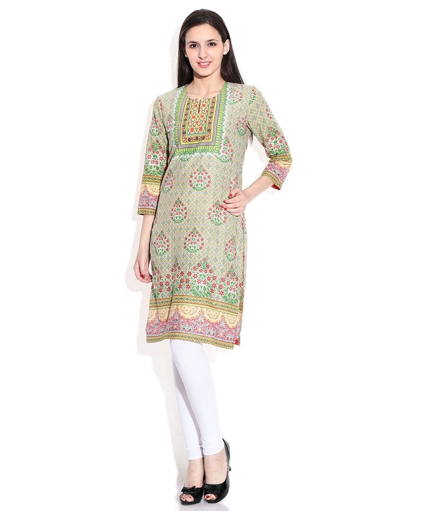 Biba Green Cotton Kurta Buy Biba Green Cotton Kurta Online At Best
