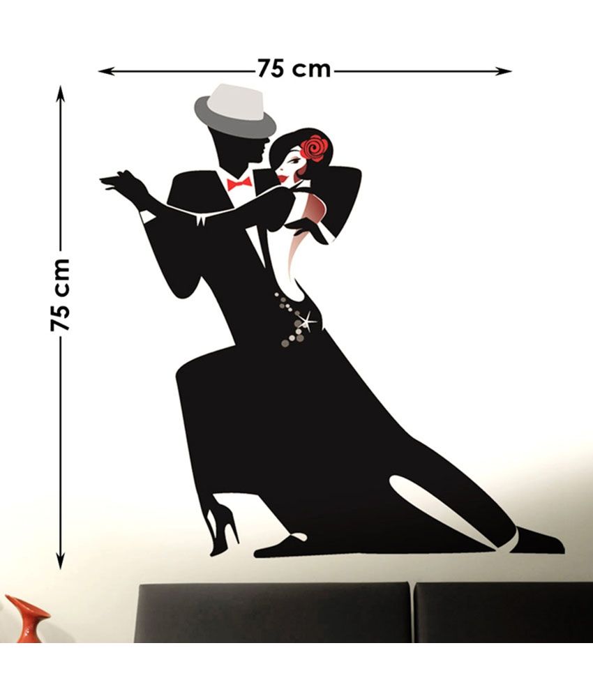 Stickerskart Black Romantic Stylish Tango Dancing Couple Wall Sticker
