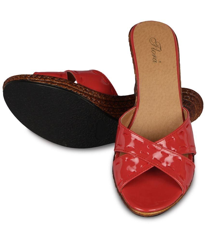 Flora Red Wedges Heels Price in India- Buy Flora Red Wedges Heels ...