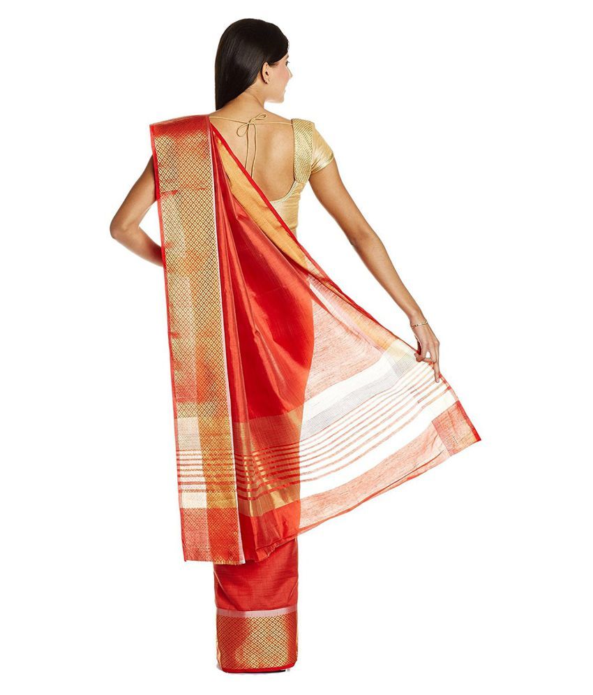 Satrang Red Tussar Silk Saree Buy Satrang Red Tussar Silk Saree