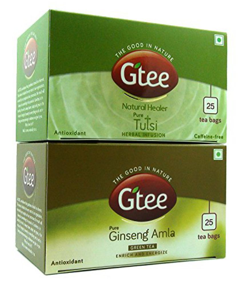 GTEE Tulsi Tea and Ginseng Root with Green Tea Bags 50 no.s Pack of 2 ...