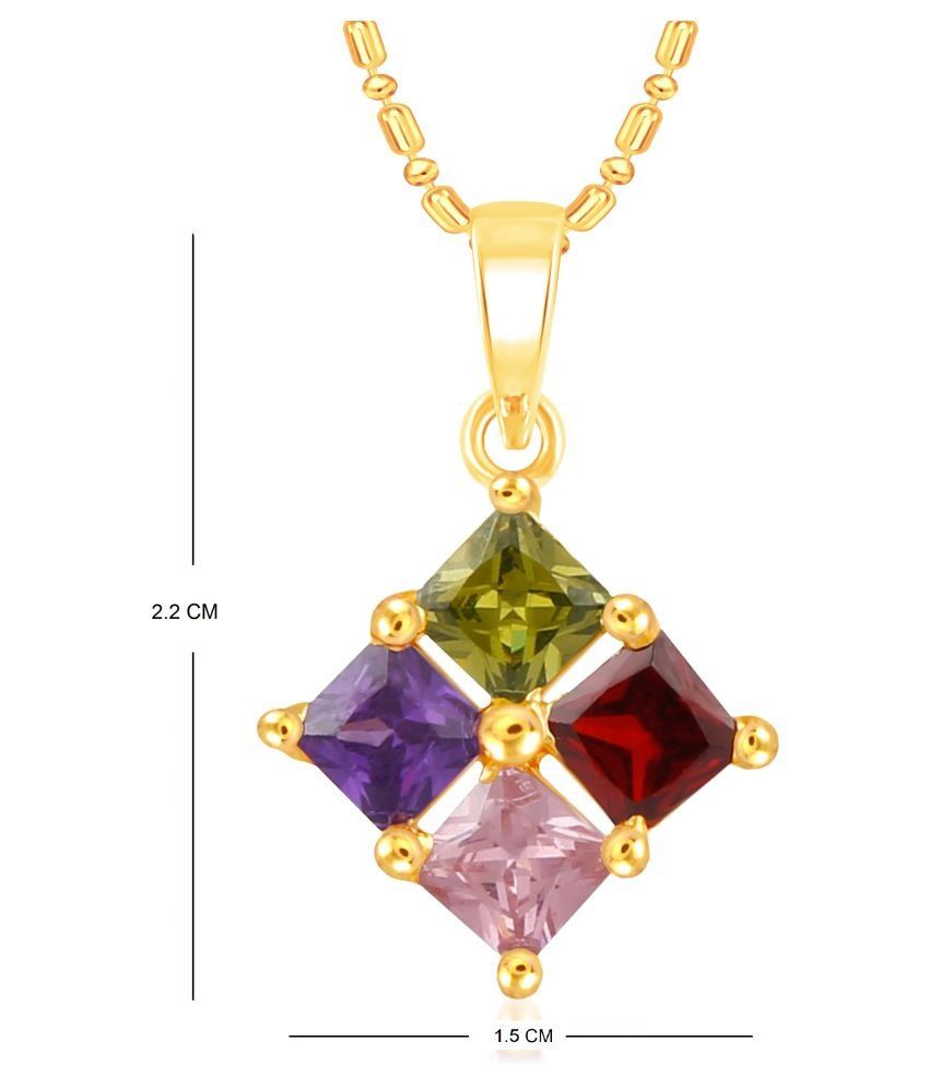 Vk Jewels Stone Flower Multicolor Gold And Rhodium Plated Alloy Pendant