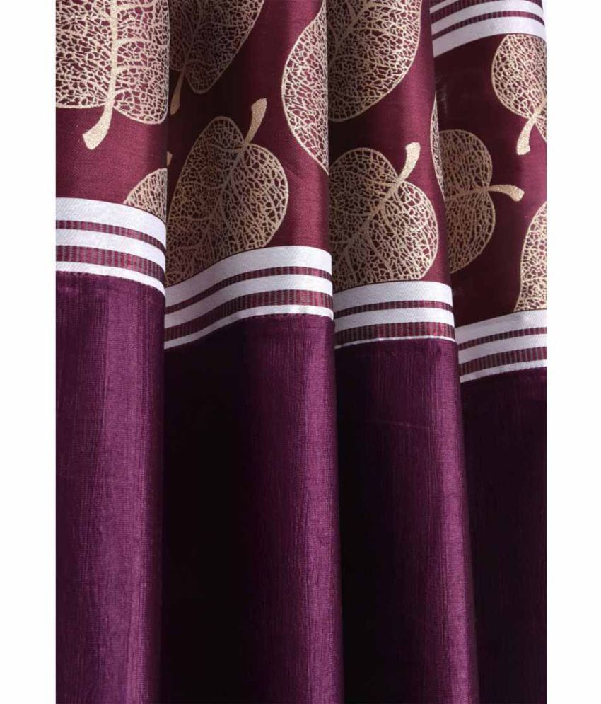 The Intellect Bazaar Set of 2 Door Eyelet Curtains Floral Wine - Buy ...