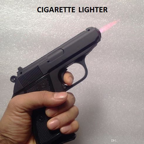 Gun Shaped Cigarette Lighter with Windproof Jet Flame - Full Metal Body ...