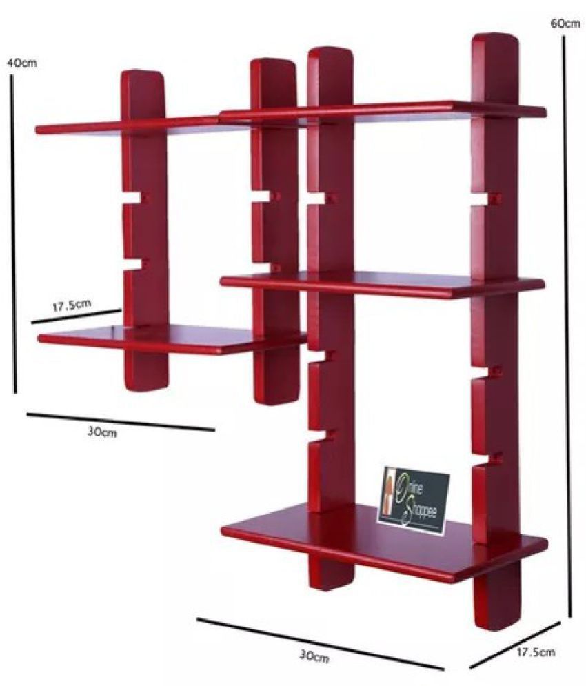 Onlineshoppee Floating Shelves Red Mdf Pack Of 2 Buy Onlineshoppee Floating Shelves Red Mdf