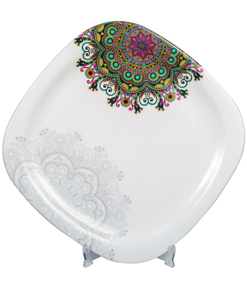 Mehul Crockery Shadow Rangoli Square Melamine Dinner Set of 40 Pieces ...