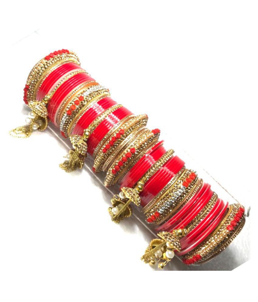 Wedding Chuda Bridal Pujabi Latkan Chuda Bangles Set for Girls & Women ...