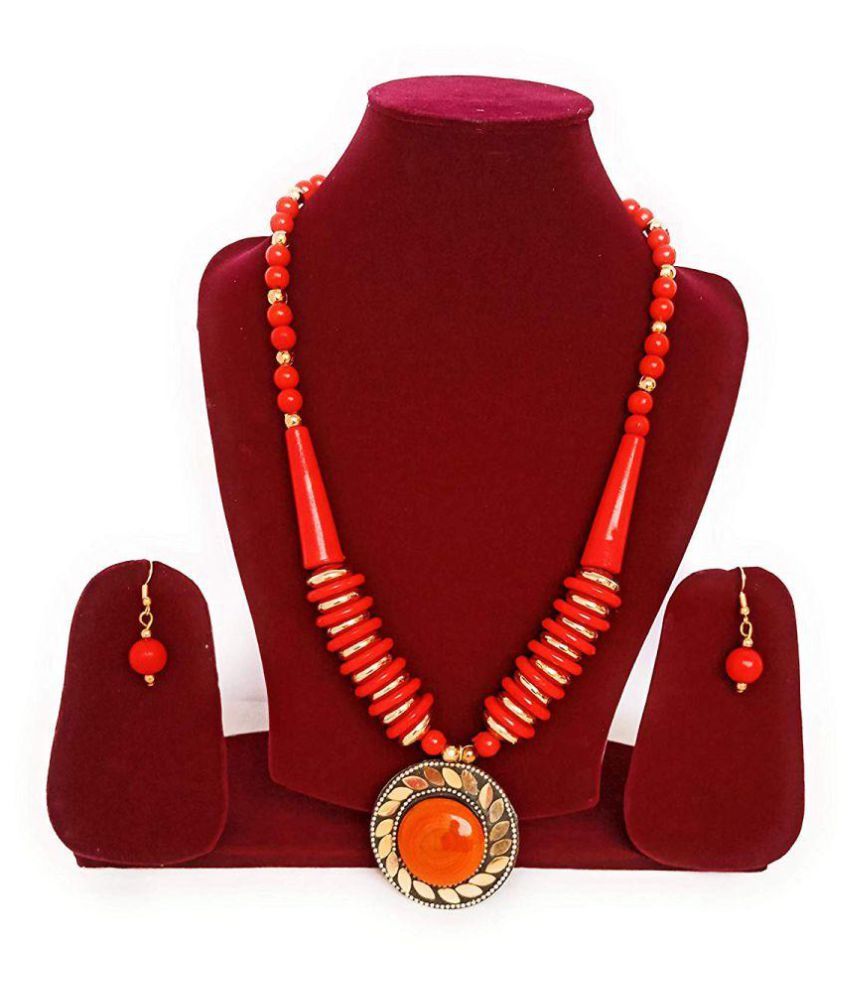 Catalyst Brass Orange Designer Gold Plated Necklaces Set - Buy Catalyst ...