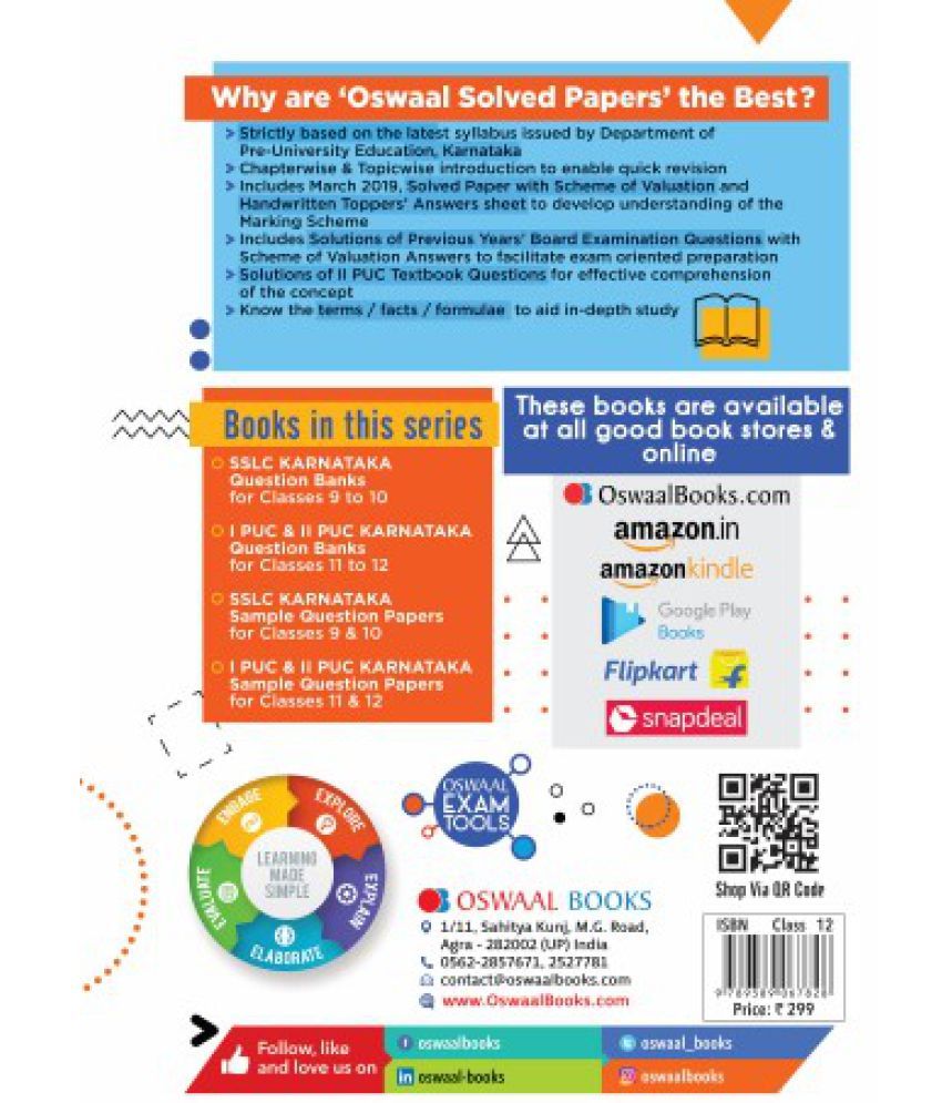 Oswaal Karnataka PUE Solved Papers II PUC Chemistry Book Chapterwise ... Oswaal Karnataka PUE Solved Papers II PUC Chemistry Book Chapterwise ...