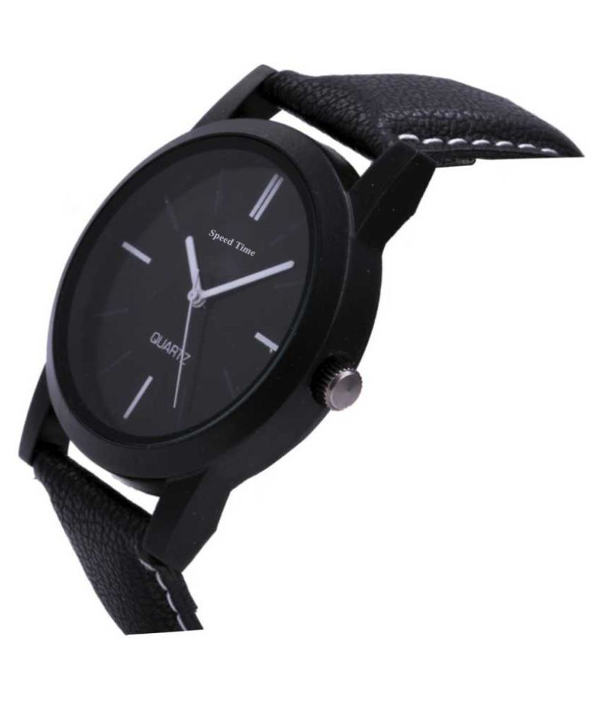 Speed Time Simple Black Leather Analog Men's Watch - Buy Speed Time ...