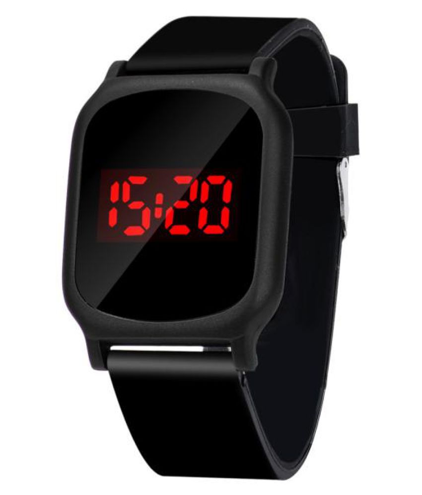 1 Pc Black Dial & Silicon Strap LED Digital Sports Quartz Wrist Watch ...