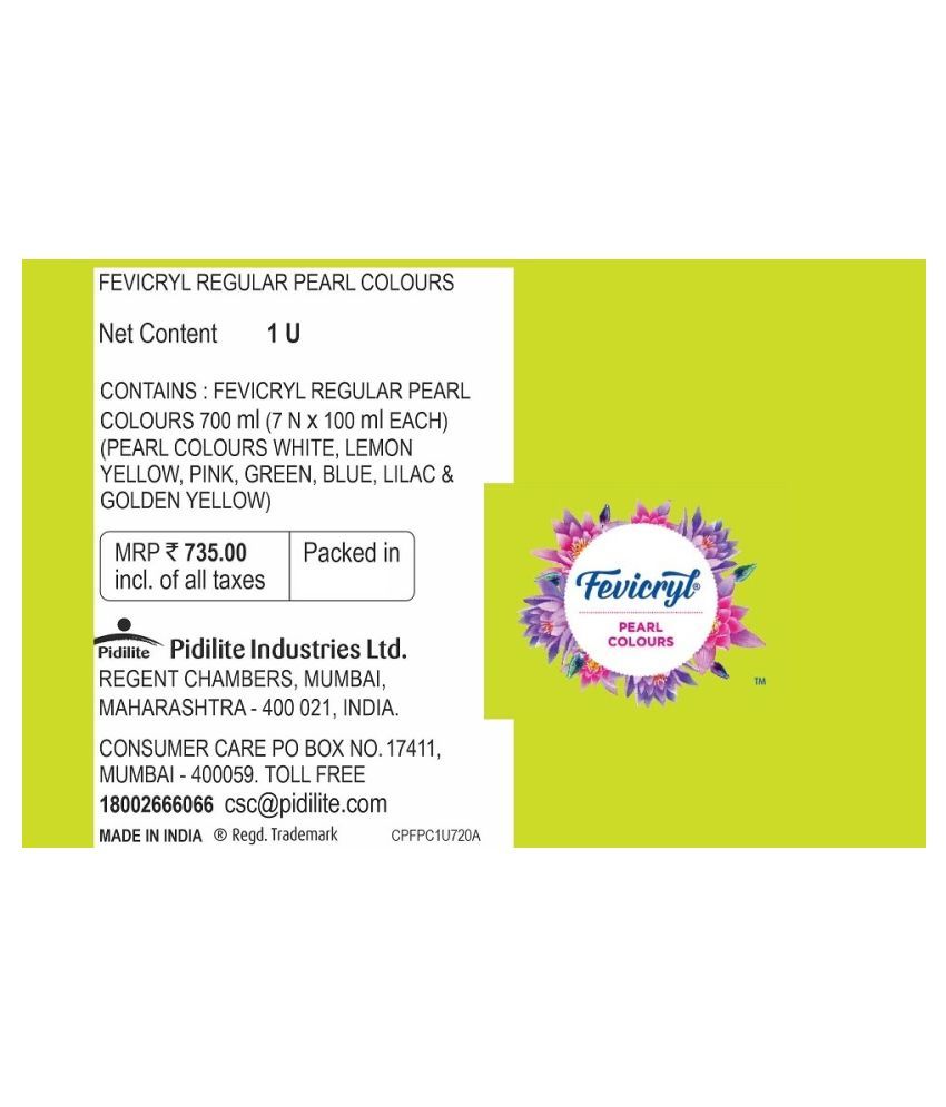 Pidilite Fevicryl Regular Pearl Color - Set of 7 Colours (100ml each ...
