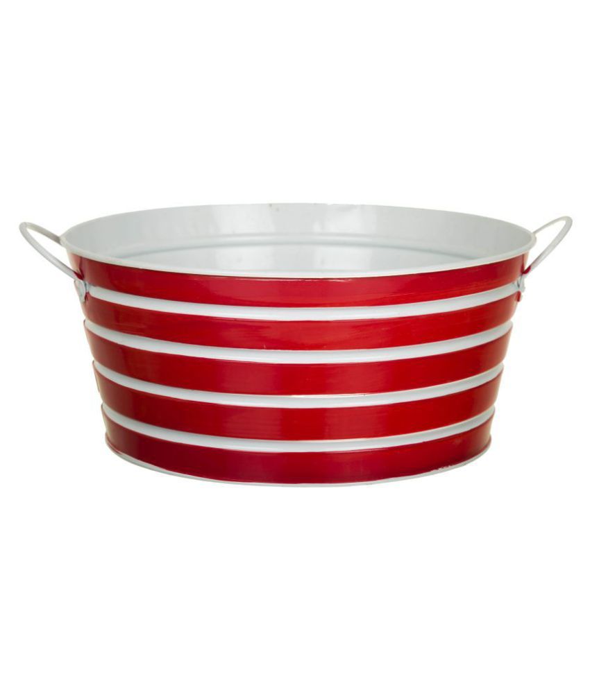 Joymart Red Decorative Ribbed with Hook Metal Outdoor Plant container ...