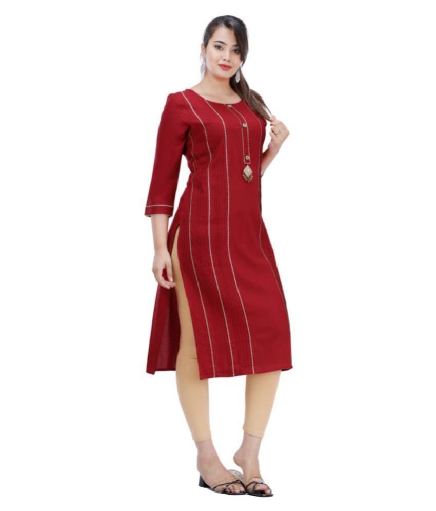 Purvansh Fashions Maroon Rayon Straight Kurti Buy Purvansh Fashions