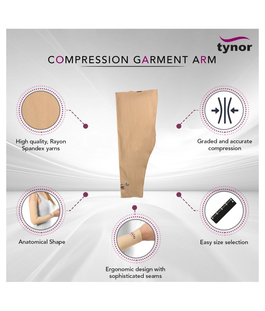 Tynor Compression Garment Arm Sleeve, Beige, Medium Wide, 1 Unit: Buy ...