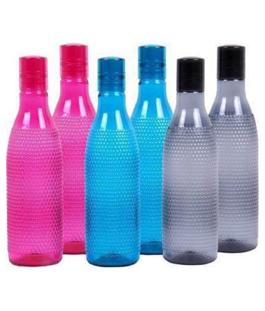 Water Bottle 1litre Multicolour 1000 mL PET Fridge Bottle set of 3: Buy ...