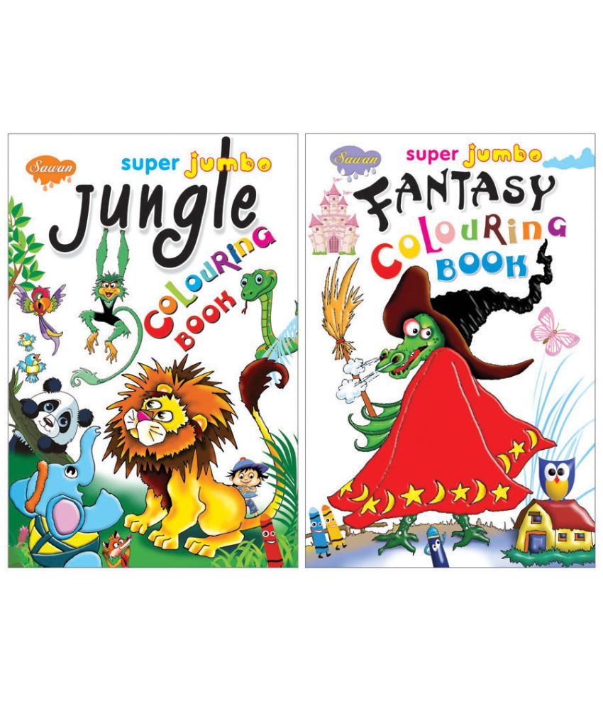 Super Jumbo Jungle Colouring Book And Super Jumbo Fantasy Colouring Super Jumbo Jungle Colouring Book And Super Jumbo Fantasy Colouring